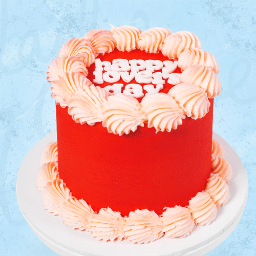 Vintage Minimalist Red Message Cake