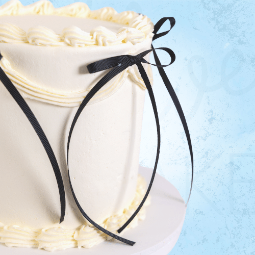 White Vintage Ribbon Cake