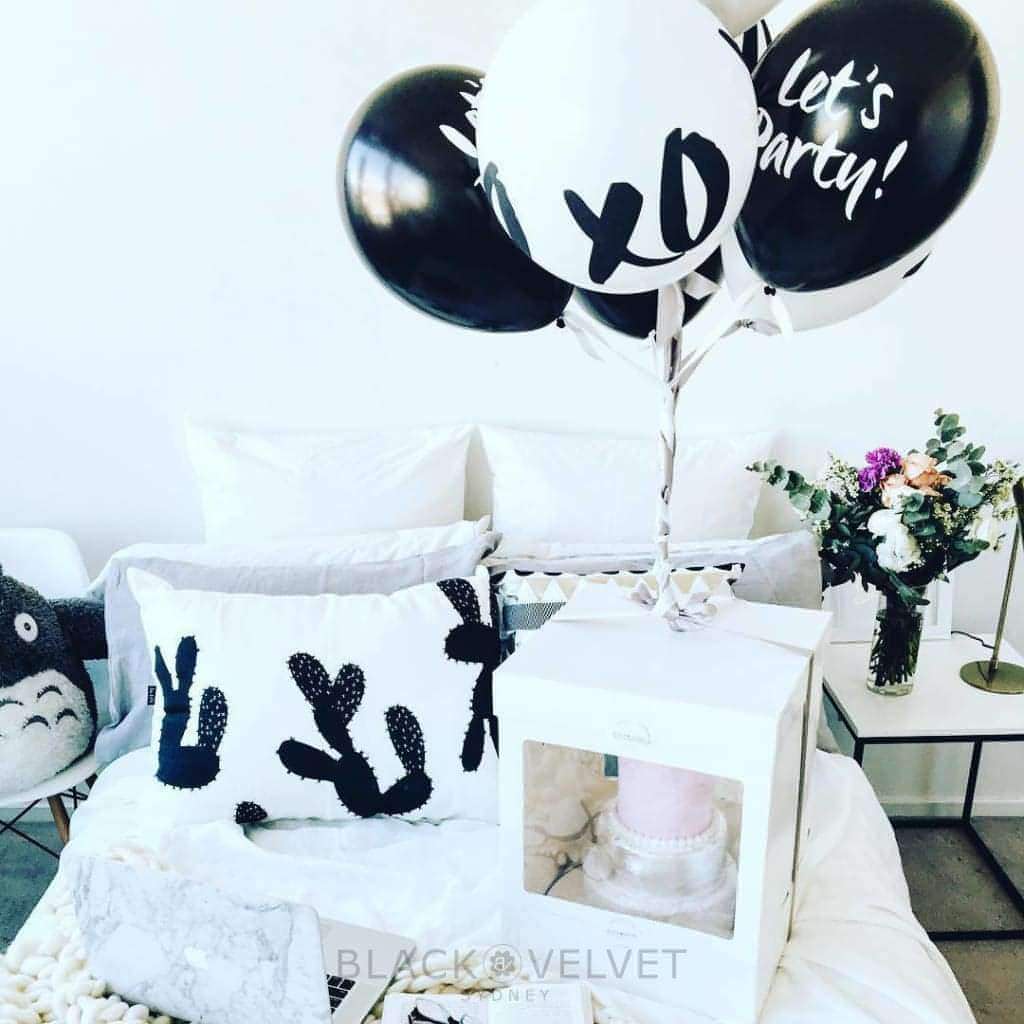 White XO Balloons | Black Velvet Sydney